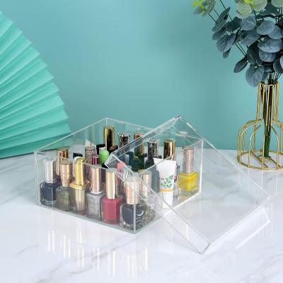 China Caja de acrílico de alta transparencia personalizada de fábrica con tapa, contenedor de plástico cubo cuadrado, caja de almacenamiento de cosméticos en venta