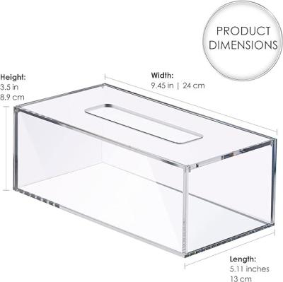 Cina Scatola di tessuti trasparente porta-scatola di tessuti acrilici scatola di tessuti per bagno rettangolare scatola decorativa in vendita