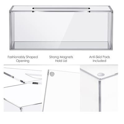 Cina Scatola di tessuti trasparente porta-scatola di tessuti acrilici scatola di tessuti per bagno rettangolare scatola decorativa in vendita