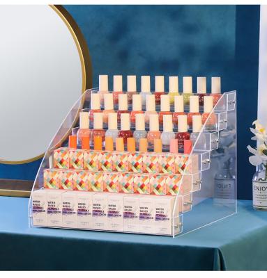 Cina Scalinata Display 5 6 Livello Cosmetico Bottiglia Rack Organizzatore Vitrina Conteggio Polverizzatore di unghie Mensola di plastica in vendita