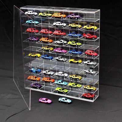 China 50 cuadrícula de acrílico personalizado Vitrina de la caja de exhibición del modelo de automóvil de la pantalla del estante del gabinete de juguetes organizador en venta