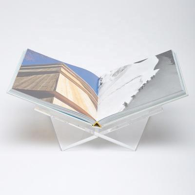 China Clear Acrylic Book Holder Open Shelf For Portable Assembly Bookstand Acrylic Stand Design for sale