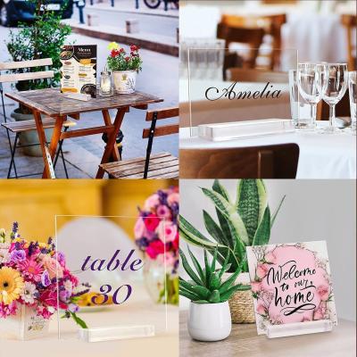 China Acrylic Block Display Stands Place Card Slot Stand Table Number Card Holder 3.15x1.9
