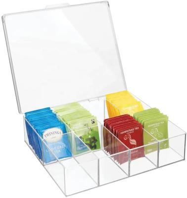 China Personalisierte Acryl 6 Sektionen Teebeutel-Speicherbox zu verkaufen