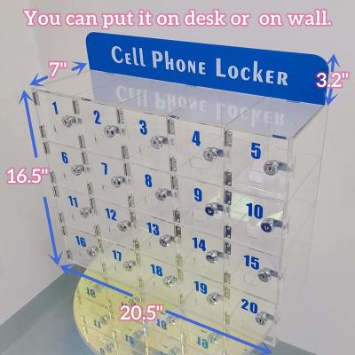 Cina Plexiglass chiudibile Acrylic Display Cabinet Case Mobile Phone Locker Staff Storage 20.5x7x16.5inch in vendita