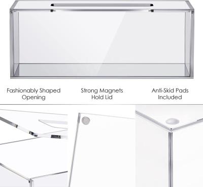 Cina Tissue holder stampato su misura in plastica trasparente chiara copertura quadrata carta igienica Acrylic Tissue Box in vendita