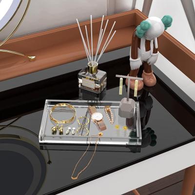 China Transparent Lucite Acrylic Tray For Desks Storage Personalized With Handles Lid for sale
