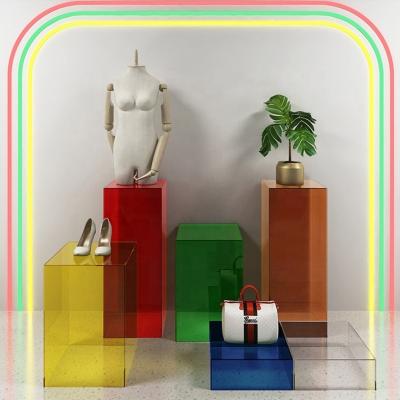 China Acrylische kubusdoos met deksel Vierkante opslagplaatsen Huwelijkspedestal Cylinders Pilaar Stand Party Te koop
