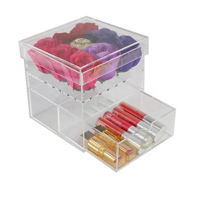 中国 卸売 箱 花 アクリロ 花 ギフト ボックス 蓋 透明 プレキシグラス アクリロ バラ ボックス/カバー付き 透明 アクリロ 花 ボックス 販売のため