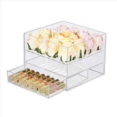 中国 卸売 箱 花 アクリロ 花 ギフト ボックス 蓋 透明 プレキシグラス アクリロ バラ ボックス/カバー付き 透明 アクリロ 花 ボックス 販売のため