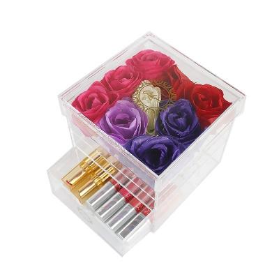 中国 卸売 箱 花 アクリロ 花 ギフト ボックス 蓋 透明 プレキシグラス アクリロ バラ ボックス/カバー付き 透明 アクリロ 花 ボックス 販売のため