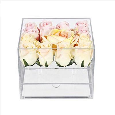 中国 卸売 箱 花 アクリロ 花 ギフト ボックス 蓋 透明 プレキシグラス アクリロ バラ ボックス/カバー付き 透明 アクリロ 花 ボックス 販売のため
