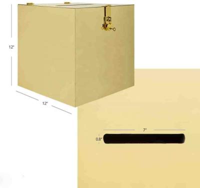 Cina Scatola acrilica dorata, specchio, biglietto di voto, biglietto da matrimonio, cartolina di plastica trasparente, scatola di donazione in vendita