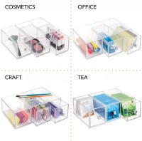 China Stackable Acrylic Storage Boxes Stationery Storage Box Drawer Container 7x3.5x10inch for sale