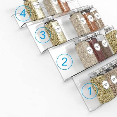 China Expandable Drawer Cabinet Shelf Spice Rack Organizer Caddy Acrylic Condiment Seasoning Tray for sale