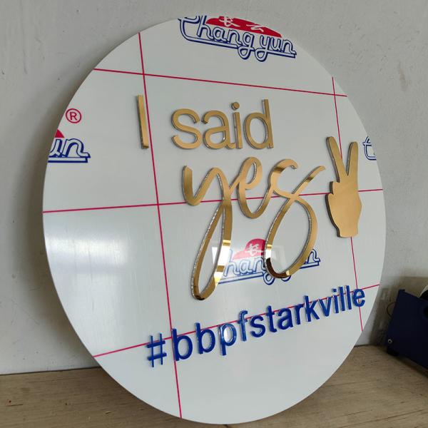 Quality Birthday Party Baby Shower Decoration Circle Engagement Wedding Welcome Sign Custom 3D Acrylic Round Wedding Signs for sale