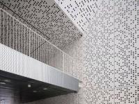 China Perforating Solid Wall Cladding Aluminum Facade Metal Screen With Patterns PVDF Red Color for sale
