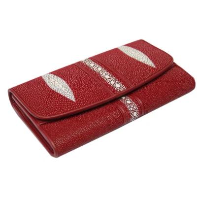 China Stingray Skin Unisex Men Long Trifold Wallet Large Male Card Holders Genuine Leather Deep Blue Female Large Clutch Purse for sale