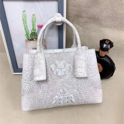 China Genuine Alligator Leather Lady White Purse Female Single Shoulder Bag Authentic Crocodile Skin Women Top-handle Handbag for sale
