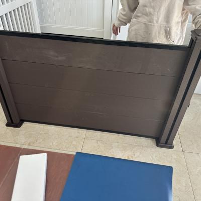China Smooth Brushed Scratched Fence Wpc Coffee Color  Wpc Garden Fence for sale