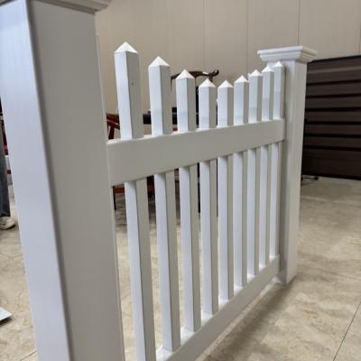 China 8ft Wide White Clean Design PVC Picket Fence Durable Fire Retardant for sale