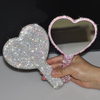China Small Diamond Makeup Portable Magnifying Mirror Light Up For Travel for sale