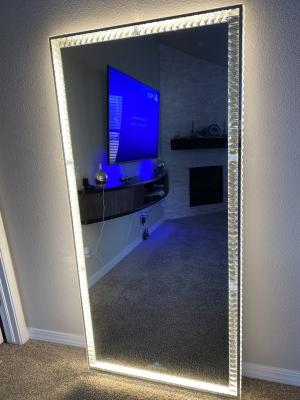 China Led Light Up Full Length Floor Mirror For Bedroom Salon Vanity Crystals for sale