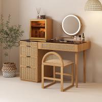 China Solid Wood Corner Makeup Vanity Set Dressing Table Rotatable Mirror for sale