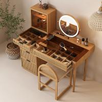China Solid Wood Corner Makeup Vanity Set Dressing Table Rotatable Mirror for sale