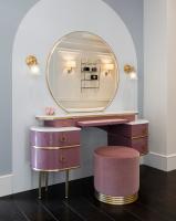 China MDF Lighted Corner Vanity Set Standing Dressing Table for sale