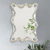 China Wave Shape Wall Mounted Makeup Mirror Magnifying Silver Bathroom for sale