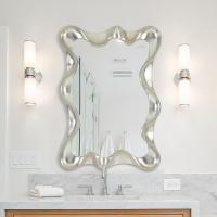 China Wave Shape Wall Mounted Makeup Mirror Magnifying Silver Bathroom for sale