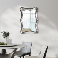 China Wave Shape Wall Mounted Makeup Mirror Magnifying Silver Bathroom for sale
