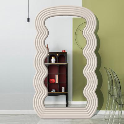 China White Wavy Full Length Mirror 71x32 Arched Mirror For Bedroom And Living Room for sale