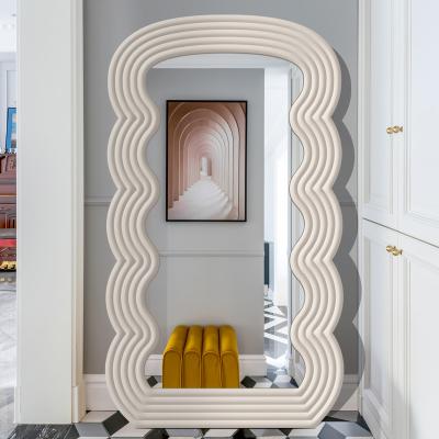 China White Wavy Full Length Mirror 71x32 Arched Mirror For Bedroom And Living Room for sale