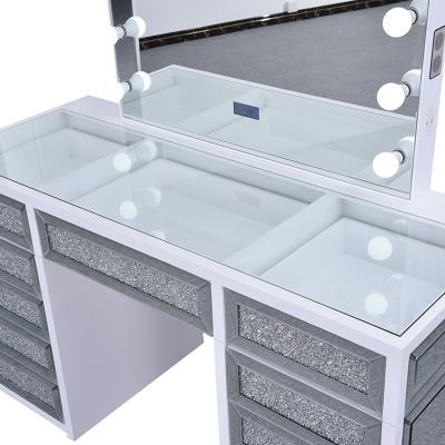 China Led Mirrored Makeup Vanity Hollywood Dressing Table OEM for sale