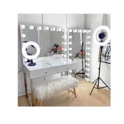 China RoHS LED Hollywood Mirror Dressing Table Desk Adjustable for sale