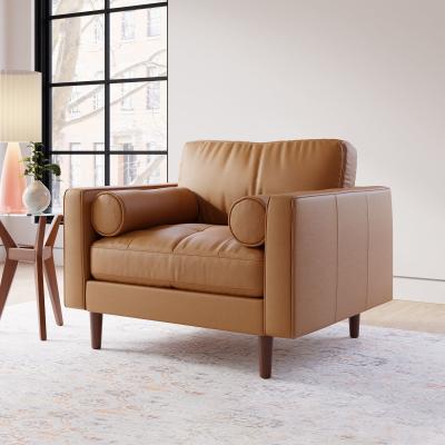 China Modern Velvet Arm Leather Chaise Lounge Chair With Ottoman Stool for sale