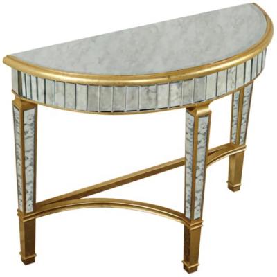 China Antiek zilveren spiegelmeubelen Demilune Console Tafel Custom Te koop