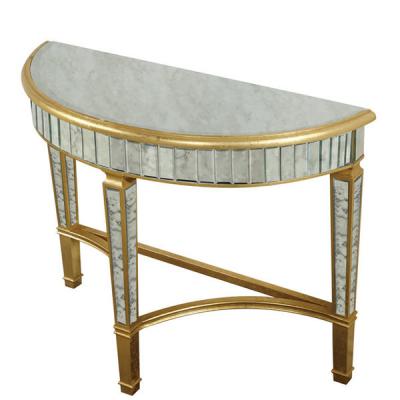 China Antiek zilveren spiegelmeubelen Demilune Console Tafel Custom Te koop