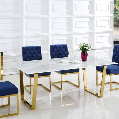 Quality White Contemporary Marble Dining Table Counter Height Stainless Steel Metal Legs for sale