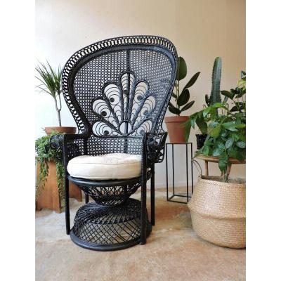 China Wooden Rattan Arm Chair Outdoor Wicker Peacock Furniture for sale