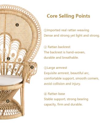 China Wooden Rattan Arm Chair Outdoor Wicker Peacock Furniture for sale