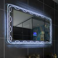 China Rectangle Magnifying Makeup Lighted Mirror Wall Mount Blue Lighting for sale