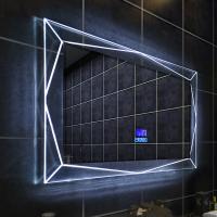China Rectangle Magnifying Makeup Lighted Mirror Wall Mount Blue Lighting for sale