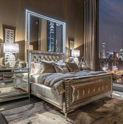 China Bedroom Set Specific Mirrored Modern Style Queen Size Bed Furniture With Contemporary Design for sale