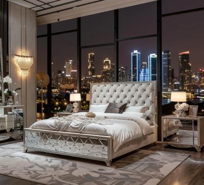 China Bedroom Set Specific Mirrored Modern Style Queen Size Bed Furniture With Contemporary Design for sale