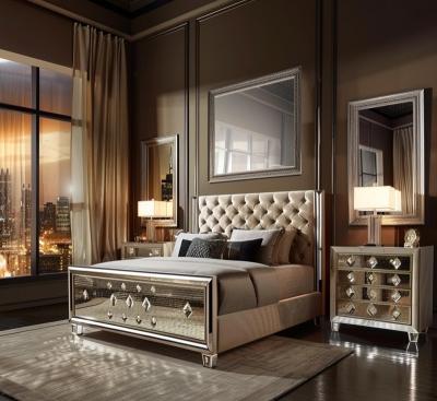 China Bedroom Set Specific Mirrored Modern Style Queen Size Bed Furniture With Contemporary Design for sale
