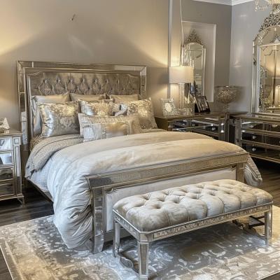 China Bedroom Set Specific Mirrored Modern Style Queen Size Bed Furniture With Contemporary Design for sale