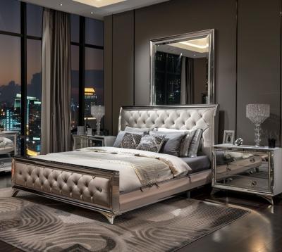 China Bedroom Set Specific Mirrored Modern Style Queen Size Bed Furniture With Contemporary Design for sale